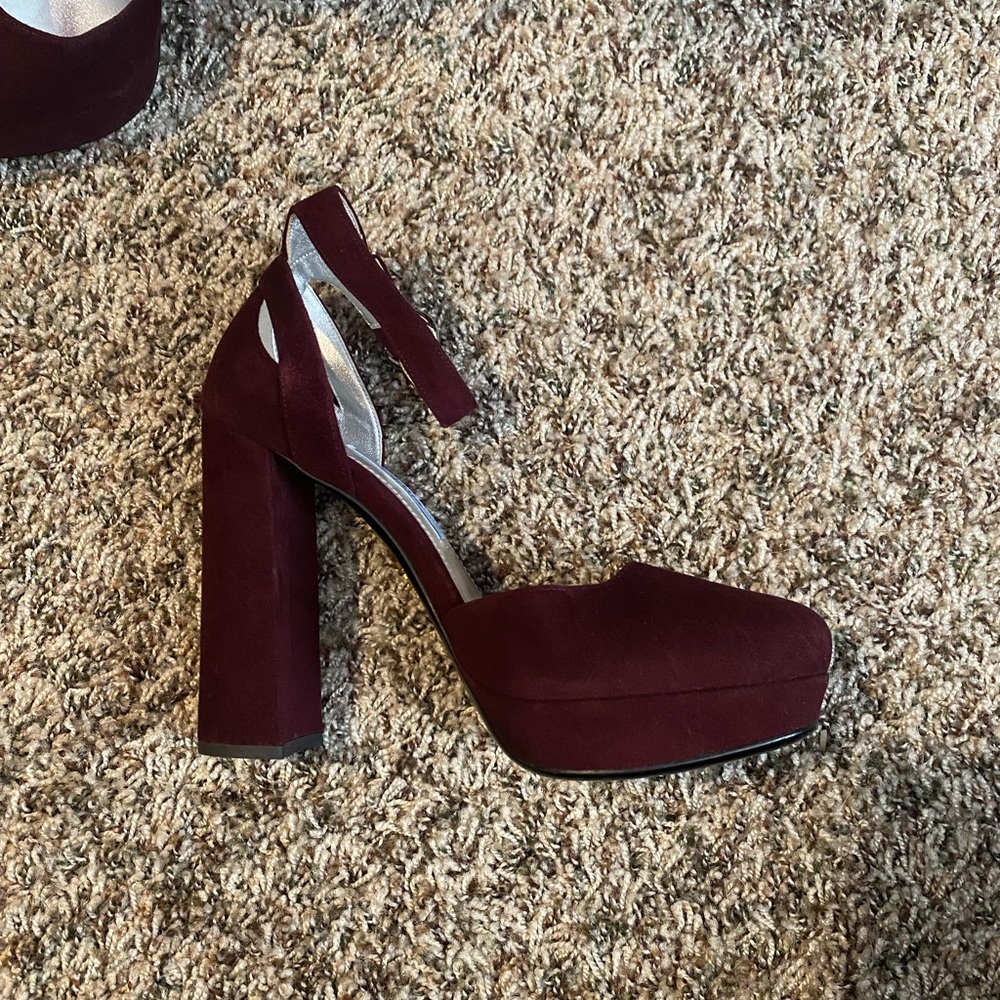 Burgundy Suede Prada Platform Heels - Gem